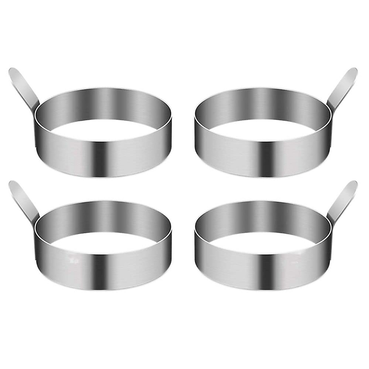 2/4/6Pcs Egg Rings Round Egg Frying Mold Pancake Shaper Stainless Steel Omelette Mould with Handle for Breakfast Camping (3.5inch/3inch)(S 4PCS)