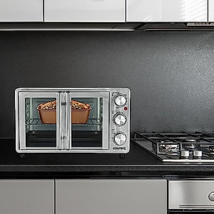 Courant French Door Convection Toaster Oven & Broiler, Bake Broil Toast Oven, Fits 9x13’’ Baking Pan, 6-Slices, 10’’ Pizza, Convection Oven - Stainless Steel