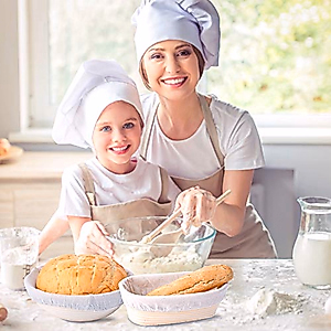7 Piece Banneton Basket Set: 9 inch Round+ 10x6x4 inch Oval Sourdough Bread Basket | Bread Lame+ Dough Bowl, Bowl Scraper+ Bread Bag | Bread Proofing Basket Sourdough Starter for Making Homemade Bread