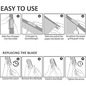 Replaceable Sliding Gift Wrap Cutter [2-Pack with 4 Blades] - Easy Paper Cutter for Birthdays, Christmas, and More