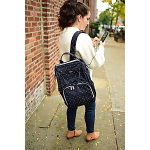 Milky Chic Mommy Diaper Bag- Waterproof USB Charging Port Stroller Straps Changing Pad (Dots)