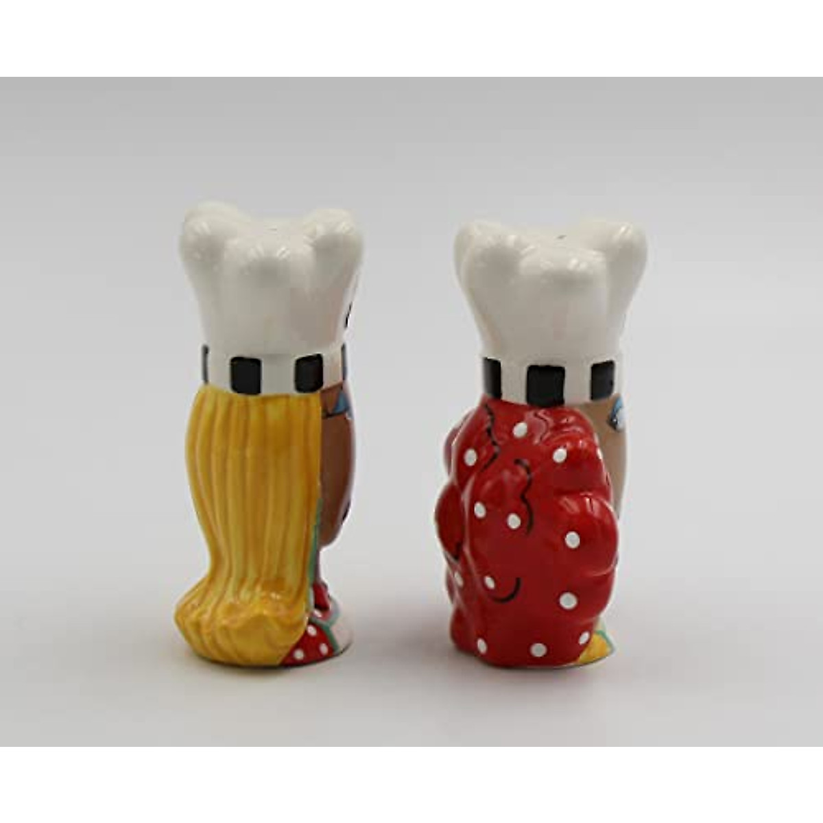 Fine Ceramic Dollymamas African American Black Fashion Chef Lady Salt & Pepper Shakers Set, 4-3/8" H