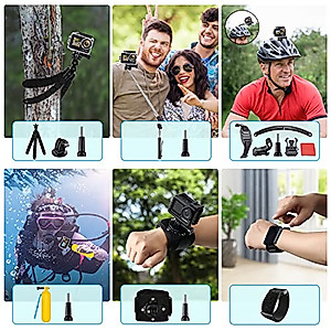 GAMSOD Action Camera Accessories Kit Compatible with Go Pro 11 10 9 8 7 6 5 4 Gopro Max Yi DJI Insta360 AKASO Campark XTU Camworld Sport Cameras (50 in 1)