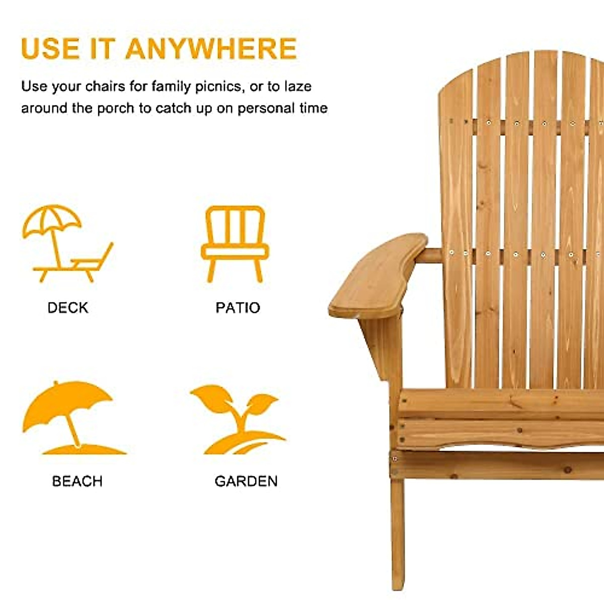 VINGLI Folding Adirondack Chairs Set of 4 Clearance Weather Resistant/Lawn Chairs Cheap Fire Pit Chairs Highwood Lounge Chairs-Patio Furniture Sets for Campfire, Bonfire