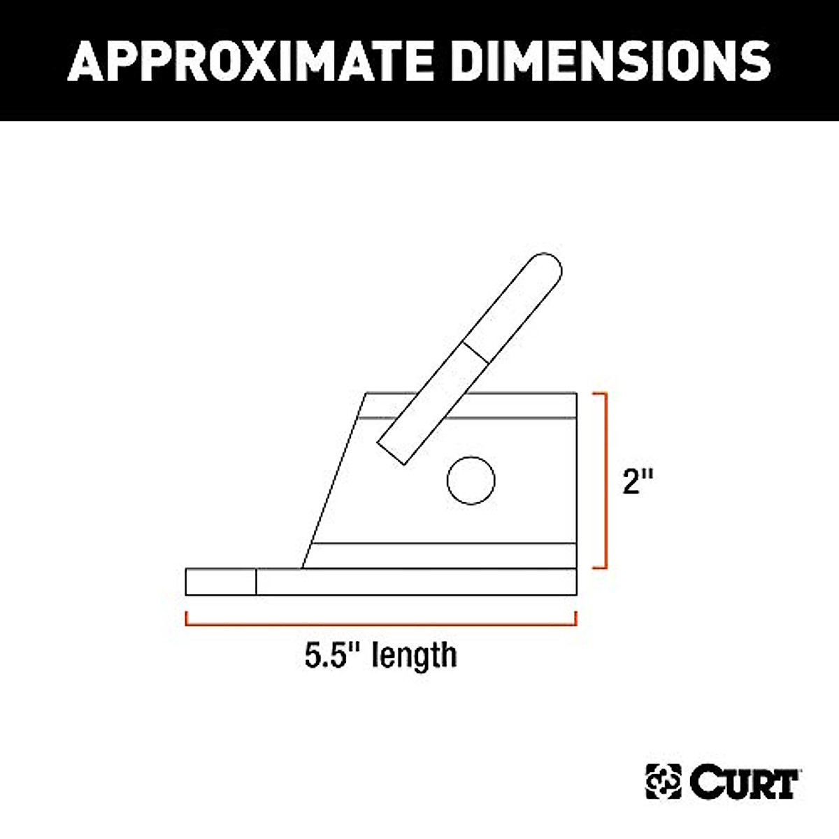 CURT 45006 Bolt-On 2-Inch ATV, UTV Trailer Hitch Receiver Adapter