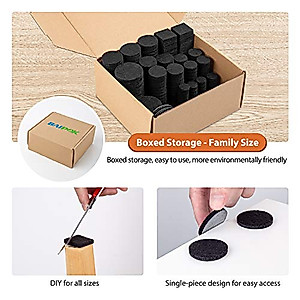 Furniture Pads 300 Pieces Felt Furniture Pads Premium Huge Pack, BAIPOK 5mm Thick Self Adhesive Anti Scratch Floor Protectors for Desk Chair Legs and 60 Rubber Bumpers for Hardwood Tile Floor