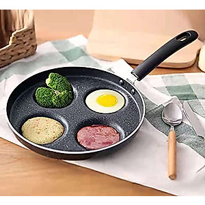 Lchkrep Four-cup egg pan, medical stone non-stick frying pan, Multi Egg Frying Pan, Compatible with all heat sources (3-inch eggs)