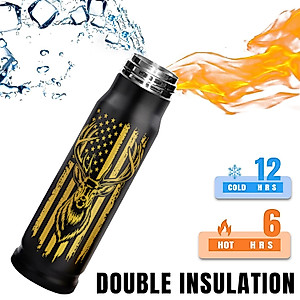 FROOBLEQUIRK I'd Rather Be Hunting Tumbler For Men, 17oz Deer Hunting Bullet Tumbler For Men - Birthday, Fathers Day, Christmas Gift For Hunters - Hunting Gifts For Men Dad Son Husband Friends