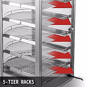 Commercial Food Warmer Display 5-Tier Pizza Warmer Cabinet with Tempered-Glass Door and Free Accessories