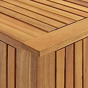vidaXL Solid Acacia Wood Patio Storage Box Wooden Garden Outdoor Hallway Entryway Storage Blanket Pillow Box Furniture 23.6"x19.7"x22.8"