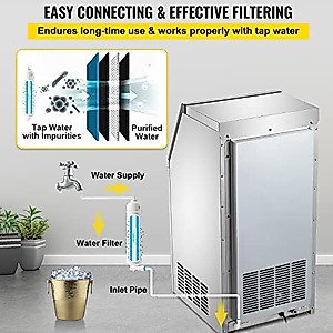 Happybuy Commercial Ice Maker Machine, 100 lbs/24h Stainless Steel Under Counter Ice Maker with 22lbs Storage Bin, 4x8 Cubes Ready in 15 Mins, Water Filter & Scoop Included, for Bar Office Coffee Shop