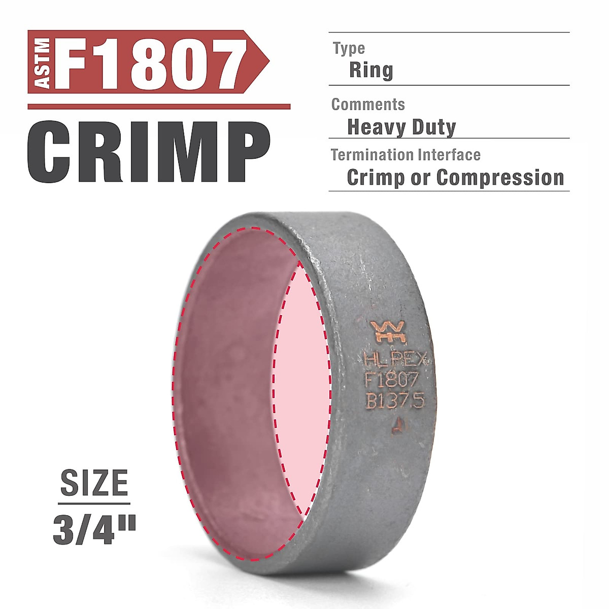 IWISS 3/4-Inch PEX Pipe Crimp Copper Rings, Skid-Proof, F1807 Standard-50pcs