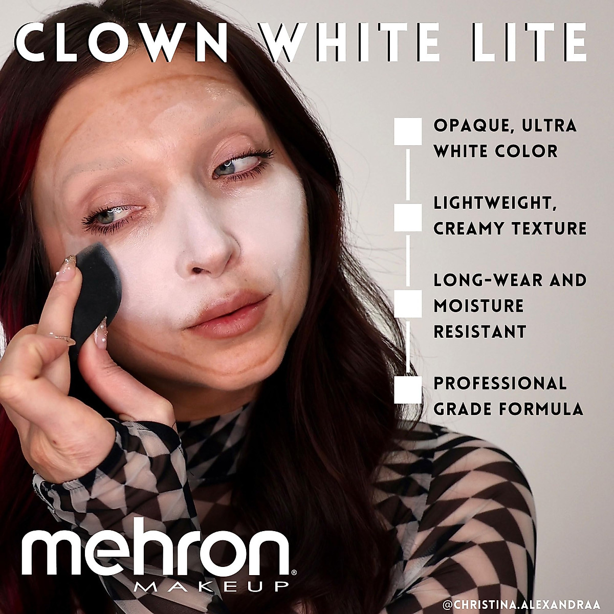Mehron Makeup Clown White Lite | Professional Face Paint & Body Paint | White Cream Makeup, White Face Paint Makeup for Clown Makeup, Stage, Film, Cosplay, Mime, & Halloween 2 oz (56g)