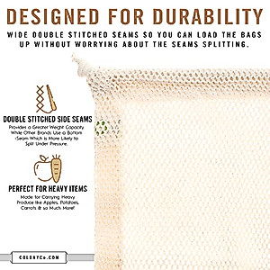 World's Strongest Reusable Produce Bags, Certified Organic Cotton Mesh, Machine Washable, Tare Weight Label, Double Drawstring, Plastic-Free Packaging, 9-Pack - Assorted Sizes (Small, Medium, Large)