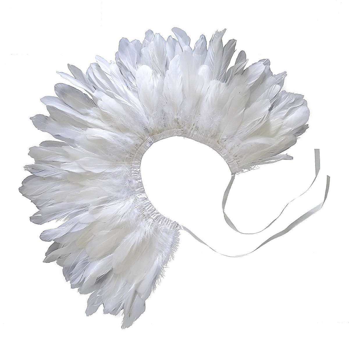 ZAKIA Fashion Feather Cape Stole Black White Beige Shawl Iridescent (White)