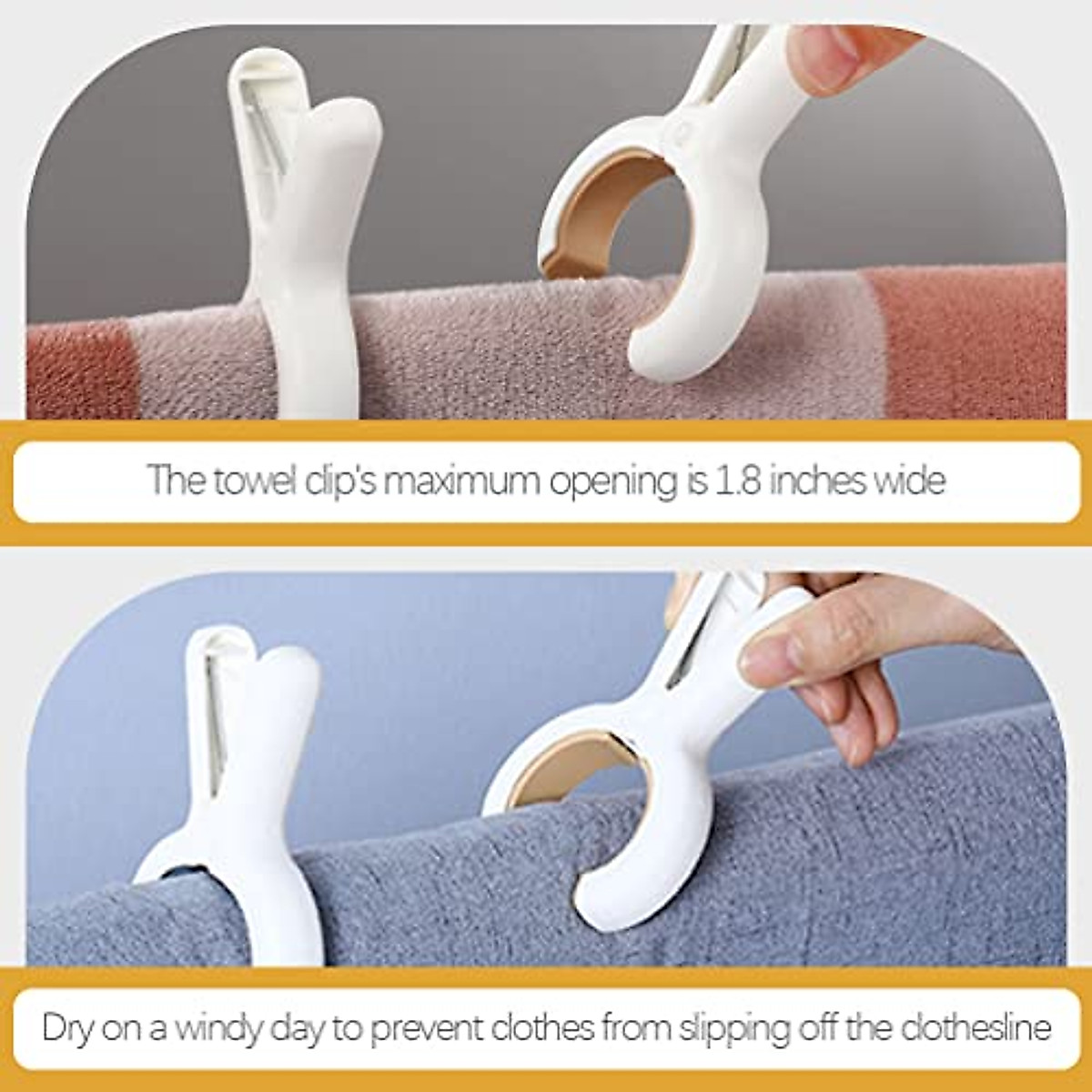 VICASKY Outdoor Towel Rack 12pcs Beach Towel Clips Quilt Drying Clothespins Windproof Clothes Clamps Plastic Laundry Clips Pipe Fixing Clamps for Clothes Quilt Pool Chairs Blue Chip Clip