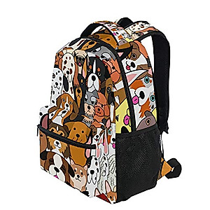 ALAZA Cute Doodle Dog Print Animal Large Backpack for Kids Boys Girl School Personalized Laptop iPad Tablet Travel School Bag with Multiple Pockets