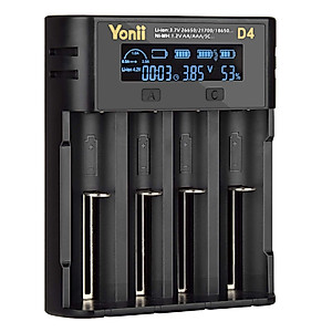 PUNLIM 18650 Battery Charger, Universal Smart LCD Display Fast Charger for Rechargeable Batteries Ni-MH Ni-Cd AA AAA Li-ion LiFePO4 IMR 10440 14500 16340 RCR123A 26650 3.7v 1.5v