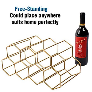Urban Deco Countertop Wine Rack 7 Wine Bottle Holder for Wine Storage Small Wine Rack Gold Modern Wine Holders Stands for Counter Metal Wine Rack Table Top Wine Racks for Wine Bottle Storage