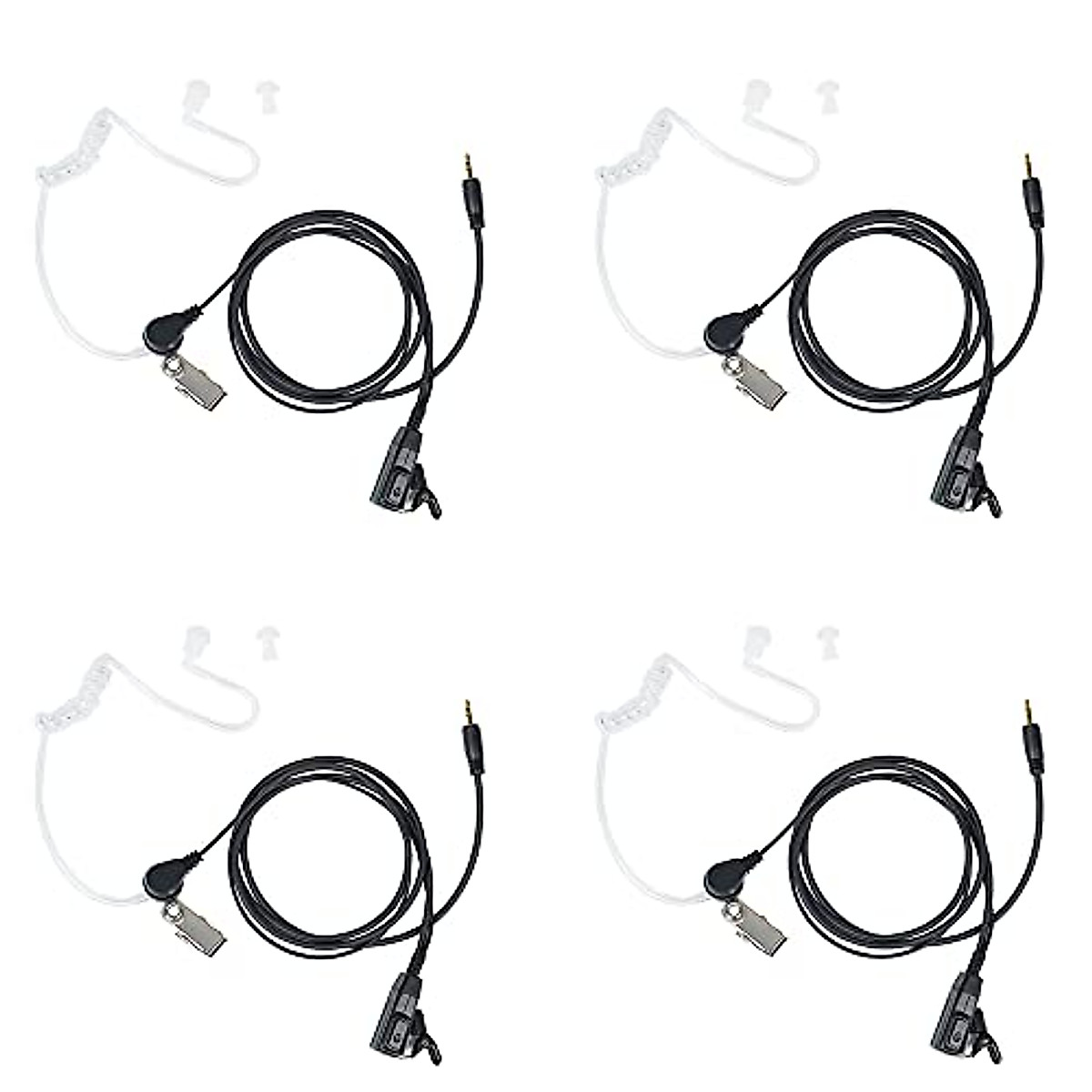 BVMAG Cobra Walkie Talkie Earpiece with Mic PTT 1 pin 2.5MM Microtalk Headset for Talkabout Two Way RadioCxt195 Cx112 PX655 ACXT1035r ACXT145 ACXT545 RX385 RX685 4 Pack