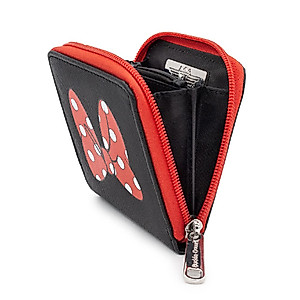 Buckle Down Disney Wallet, Square Zip Around, Minnie Mouse Polka Dot Bow, Vegan Leather