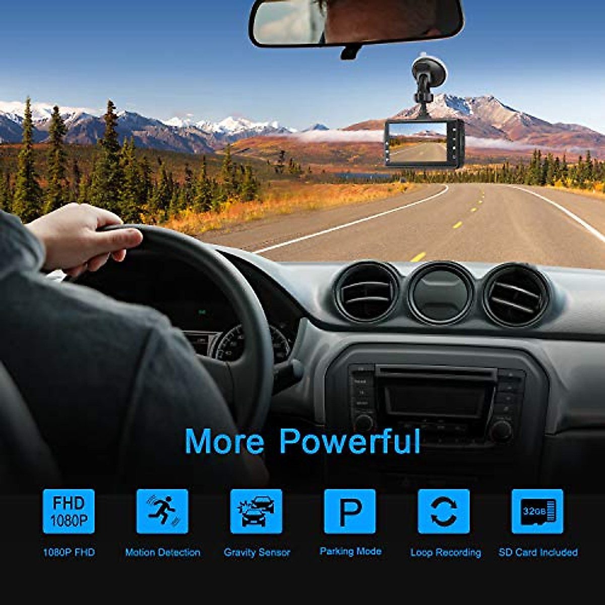 Dash Cam Front with 32G SD Card, BOOGIIO 1080P FHD Car Driving Recorder 3'' IPS Screen 170°Wide Angle Dashboard Camera Aluminum Alloy Case, WDR G-Sensor Parking Monitor Loop Recording Motion Detection