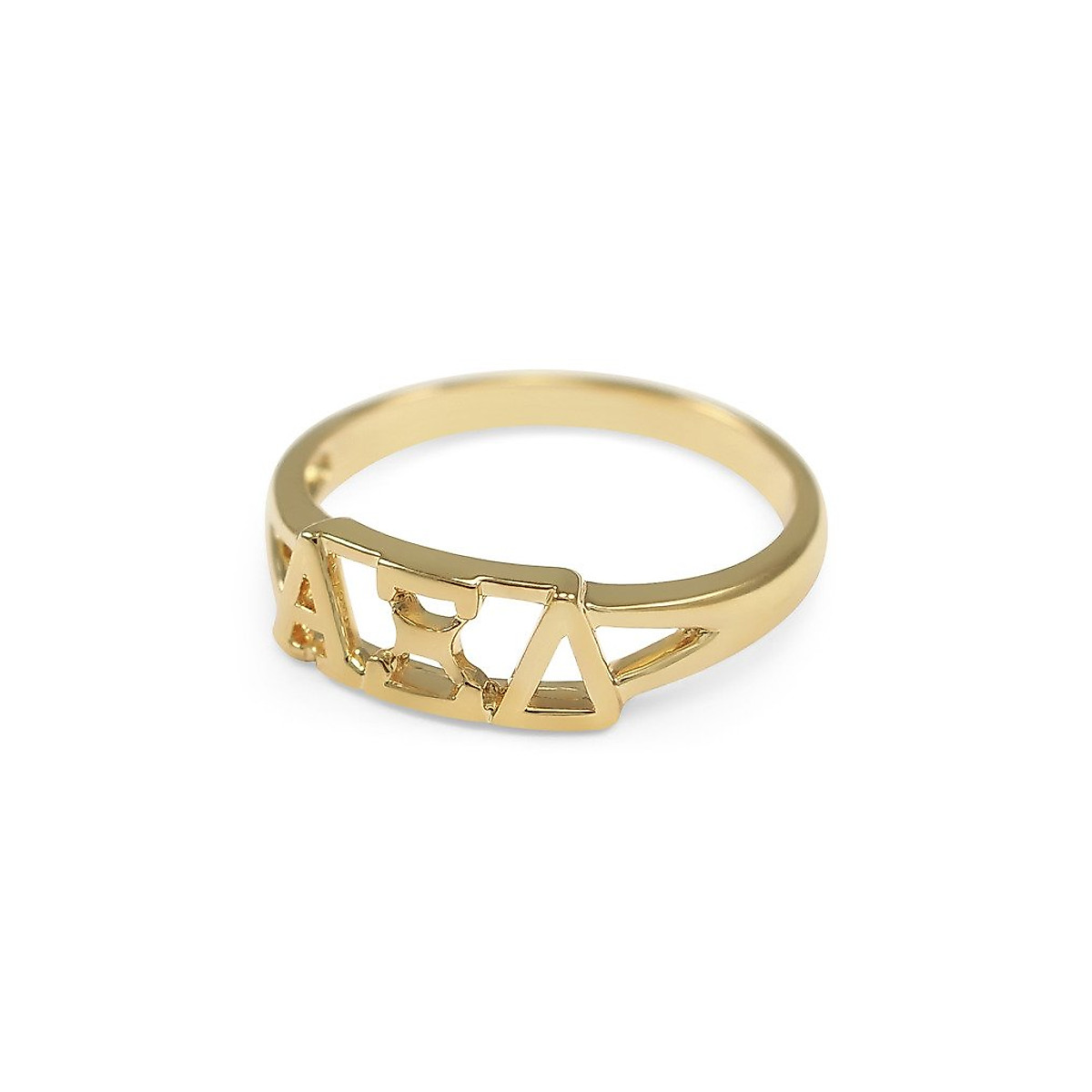 The Collegiate Standard Alpha Xi Delta 14k Gold Plated Sorority Ring with Greek letters