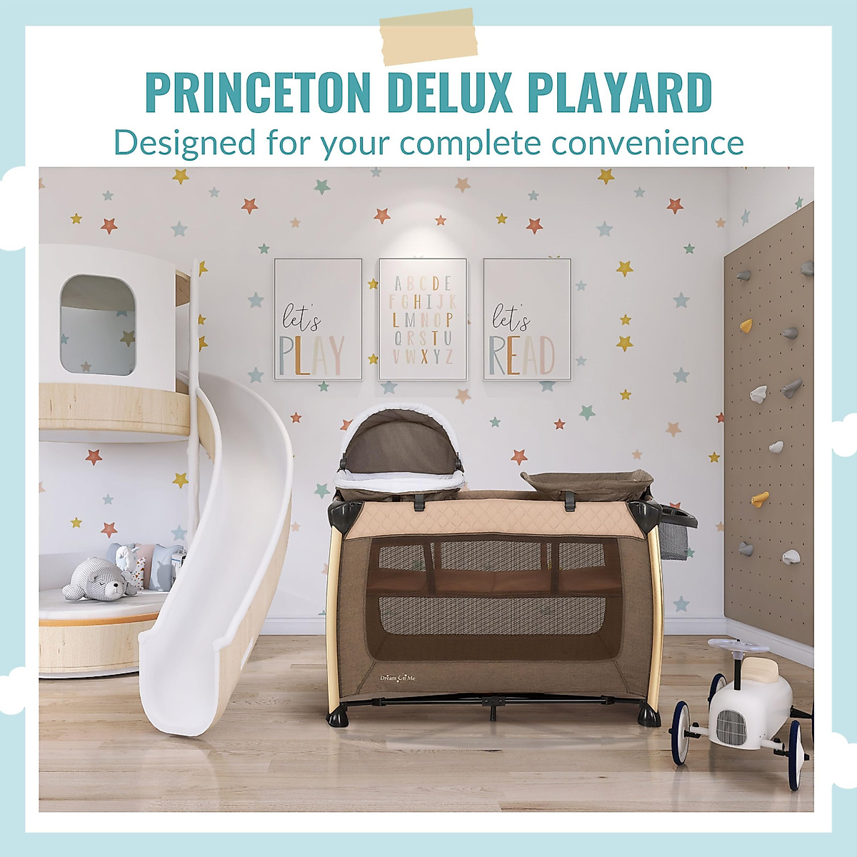 Dream On Me Princeton Deluxe Nap N Pack 3-in-1 Convertible Playard, Changer and Bassinet, Lightweight and Portable Baby Playard, Breathable Mesh, Easy to Carry Travel Playard