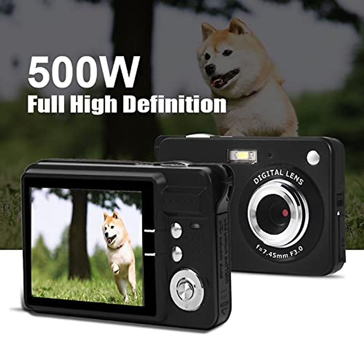 Nofaner Digital Camera, 8X Zoom Card Digital Camera 5 MP 2.7in LCD Display Maximum Support 32GB Memory Card Builtin Microphone Mini Digital Camera(Black)