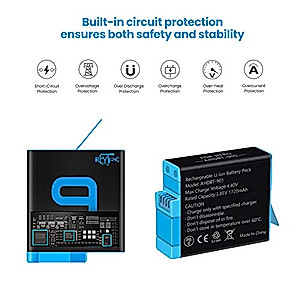 REYTRIC Hero 9/10/11 Batteries 3-Pack and 3-Channel Charger Compatible with GoPro Hero 9 Black, GoPro Hero 10 Black, GoPro Hero 11 Black (Fully Compatible with GoPro9 GoPro10 GoPro11 Battery)