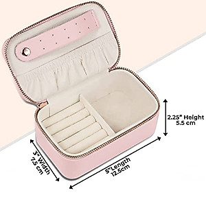 COSMIYA Vegan Leather Small Jewelry Travel Case - Jewelry Travel Organizer | Mini Jewelry Box | Honeymoon Travel Essentials | Accessory Organizer | Earring Necklace Watch Ring Holder | Travel Gift