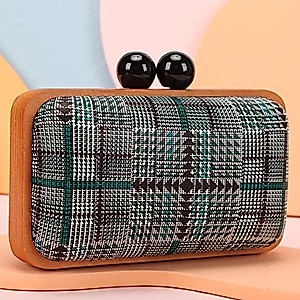 Fawziya Clutch Purses For Women Wood Frame Clutches And Evening Bags-Green
