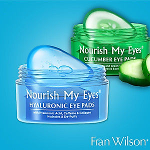 Fran Wilson Nourish My Eyes Eye Pads - Soothe Tired Eyes, Reduce Puffiness & Dark Circles, hydrates the skin around the eyes - 36 Count - Cooling & Refreshing, Instantly (Hyaluronic)