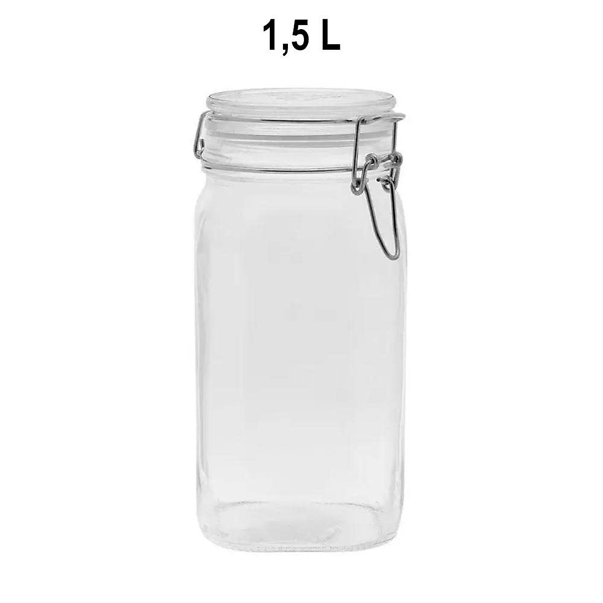 Bormioli Rocco Bormioli 149740-SE5 Set of 3 Airtight Jars 1 x 0.5 L 1 x 1.5 L Transparent Multi-Coloured, Glass