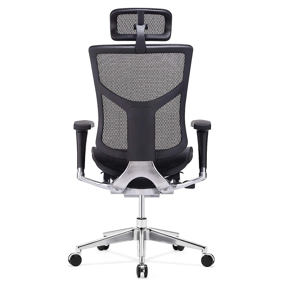 GM Seating Dreem XL Ergonomic Mesh Executive Hi Back, Swivel Chair, Chrome Base with Headrest, Black, Seat Slide, Passive Lumbar Support