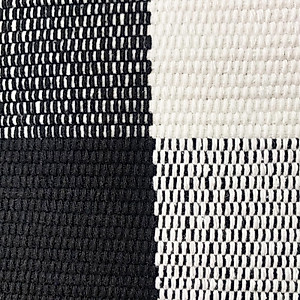 USTIDE Buffalo Plaid Checkered Area Rug 4x6Ft Black and White Area Rug Cotton Woven Indoor Outdoor Carpet for Living Room Bedroom Dining Room Kitchen