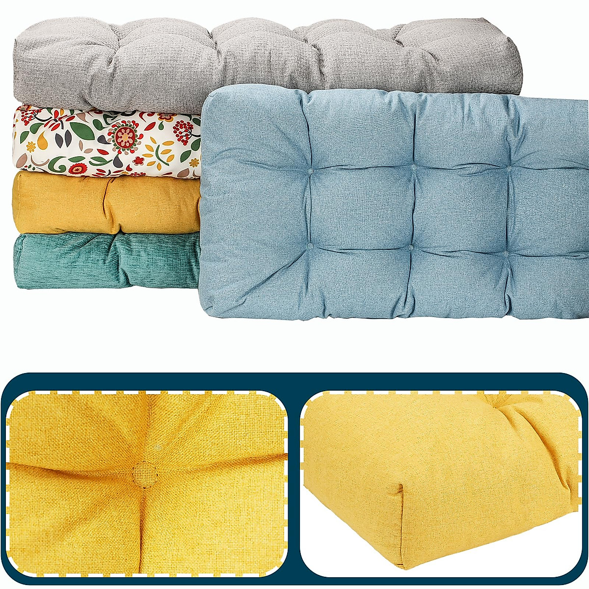 Custom Tufted Bench Cushions,Non Slip Memory Foam Bench Cushion for Indoor Furniture,4 inches Thick Outdoor Swing seat Cushions,Water Resistant Bench Pillows Pads for Piano Garden