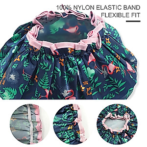 BEAUTAIL Shower Cap, Reusable Bath Shower Caps for Women Long Hair, Double Layer Waterproof Bathing Shower Hat Hair Protector for Kids Girls Men, Flamingo, 1 Pack