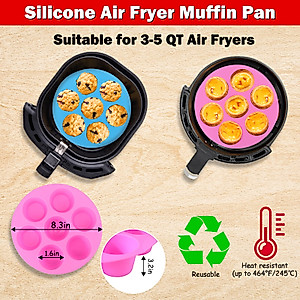 XANGNIER Silicone Muffin Pan for 3QT-5QT Air Fryer,2 Pcs Cupcake Tray Baking Mold,Reusable Non-stick Air Fryer Baking Pan,Air Fryer Accessories