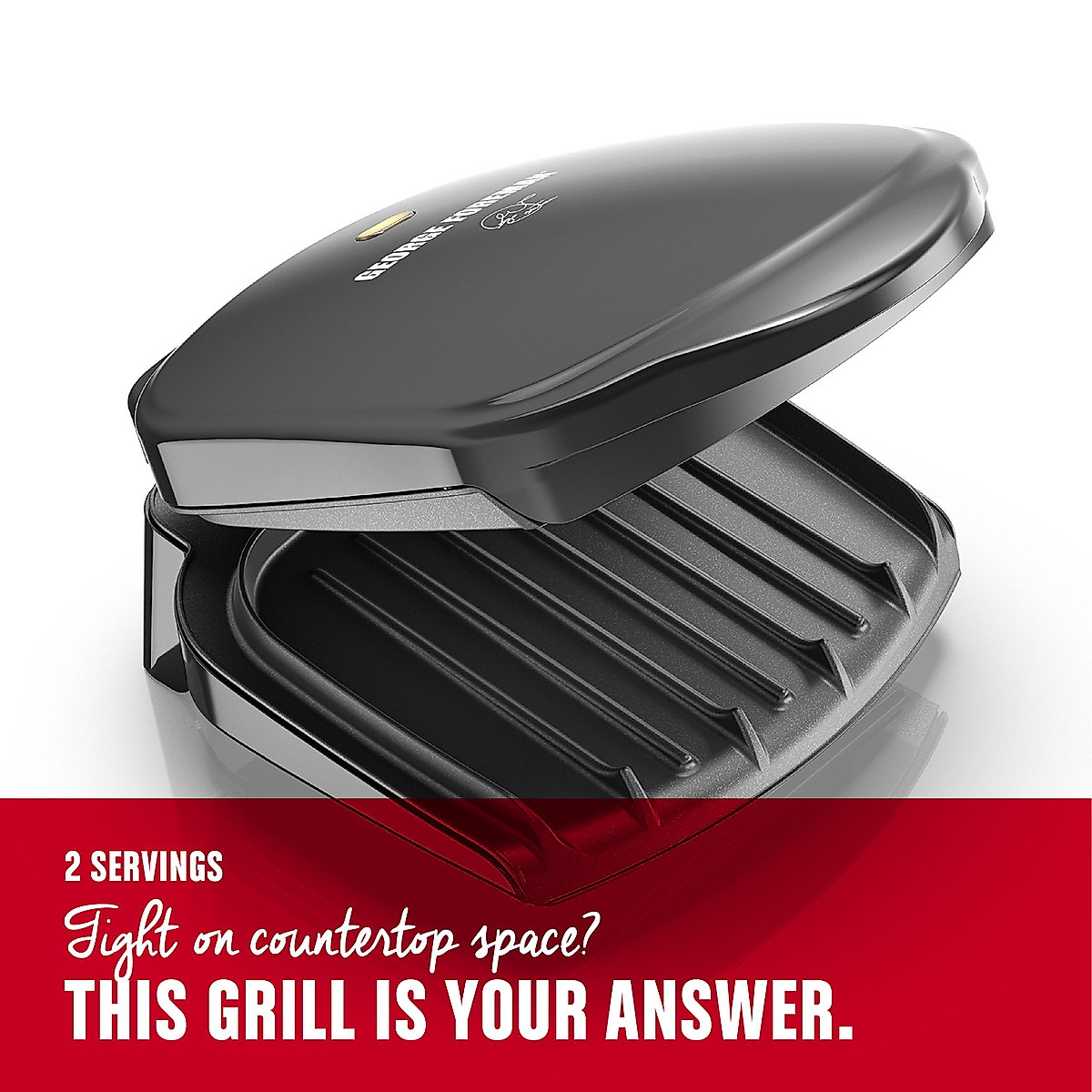 George Foreman 2-Serving Classic Plate Electric Indoor Grill and Panini Press, Black, GR10B