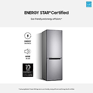 SAMSUNG 11.3 Cu Ft 24" Bottom Freezer Refrigerator, Slim Width for Small Spaces, Even Cooling, LED Lighting, Slide Shelf, RB10FSR4ESR/AA, Fingerprint Resistant Stainless Steel