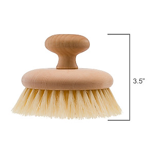 Redecker Natural Tampico Fiber Massage Brush with Oiled Beechwood Knob, 4-Inch Diameter, Made in Germany