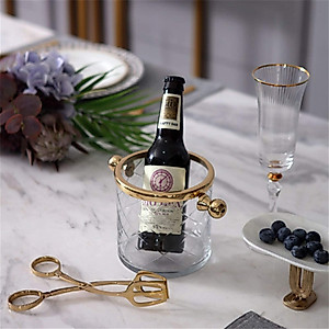 SOSSEG Ice Bucket, Ice Bucket, Handmade Glass ice Bucket with ice Clip Dining Table Cooler Wine Wine Rack ice Bucket Champagne can Cooler Wine Chiller Bucket
