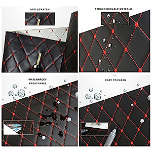Ashtray-Hu Waterproof Quilted Vinyl Faux Leather Fabric Diamond Pattern Foam Backed for Cars Seat Cover, Furniture Upholstery, Headboards, Crafts 143cm 56'' Wide(Size:2m,Color:red)