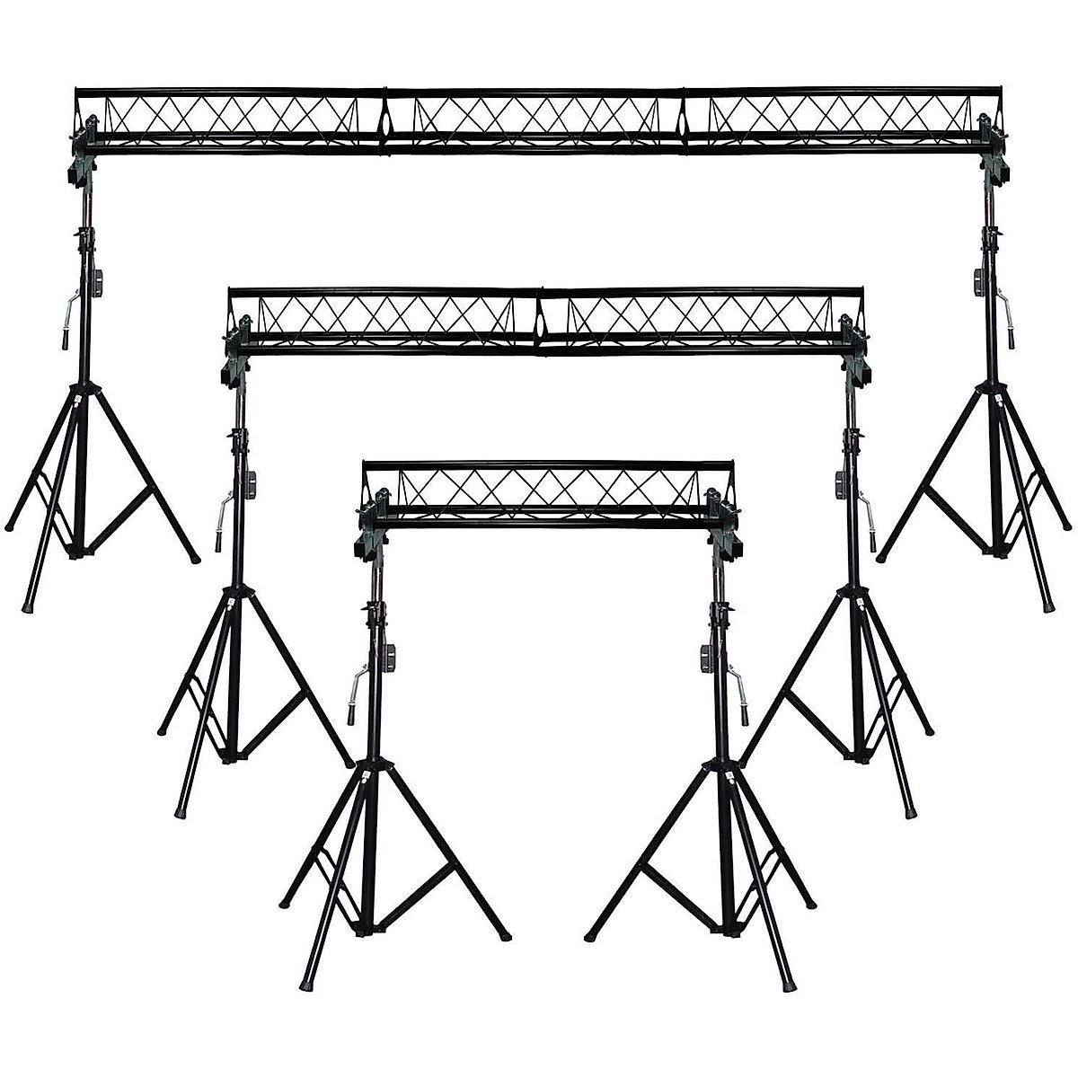 15' Wide Crank Triangular Trussing Mobile DJ Lighting Truss System Triangle 10" Diameter Trussing Instead of 6" Like Other Brands