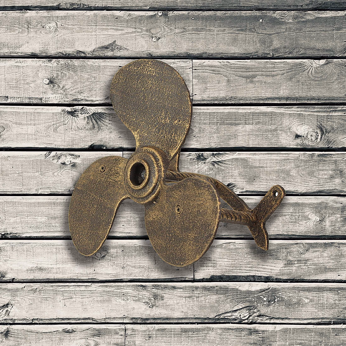 Bronze Finish Cast Iron Boat Propeller Wall-Mounted Decorative Garden Hose Hanger Holder - Nautical Outdoor Decor to Add Maritime Charm to Your Garden