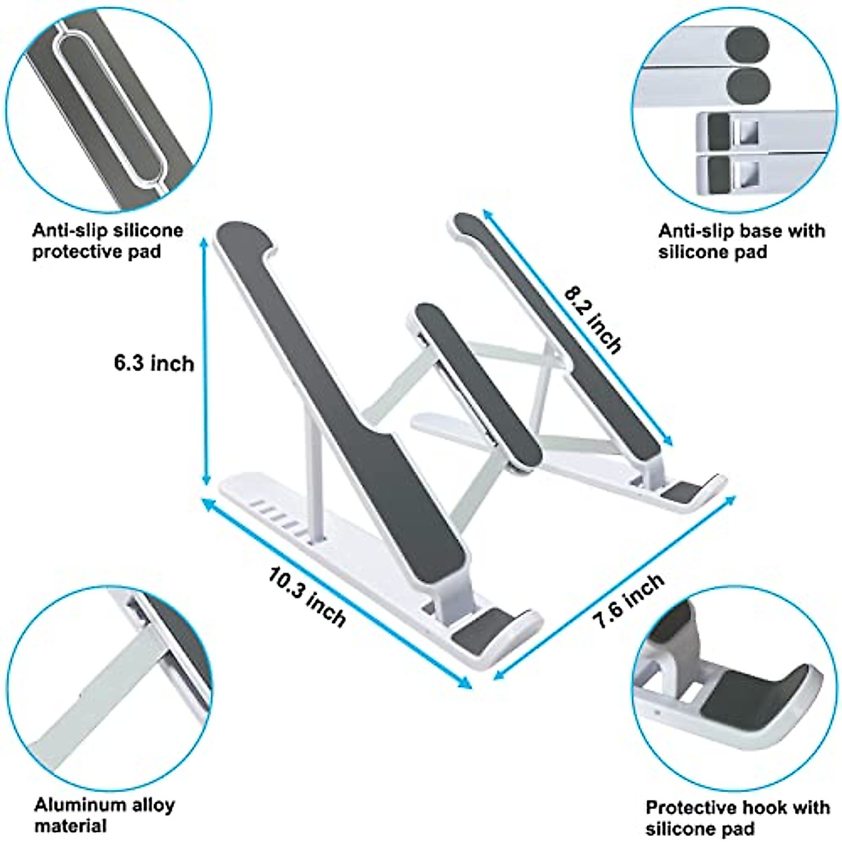 HIGEEK Roll Up Dish Drying Rack Over The Sink Dish Rack Kitchen Rolling Dish Drainer Over Sink(17.5''x13.7'')+Adjustable Laptop Stand for Desk, Portable Computer Stand Laptop Riser for Desk（White）