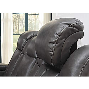 Signature DESIGN BY ASHLEY Turbulance Power Reclining Sofa with USB Charging Port, Dark Gray