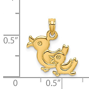 IceCarats 14K Yellow Gold Two Mallard Ducks Necklace Bird Pendant Charm 18mm x 17.3mm Only