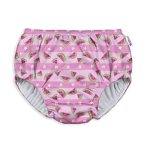 green sprouts Pull-up Reusable Absorbent Swimsuit Diaper-Light Pink Watermelon Stripe-3T